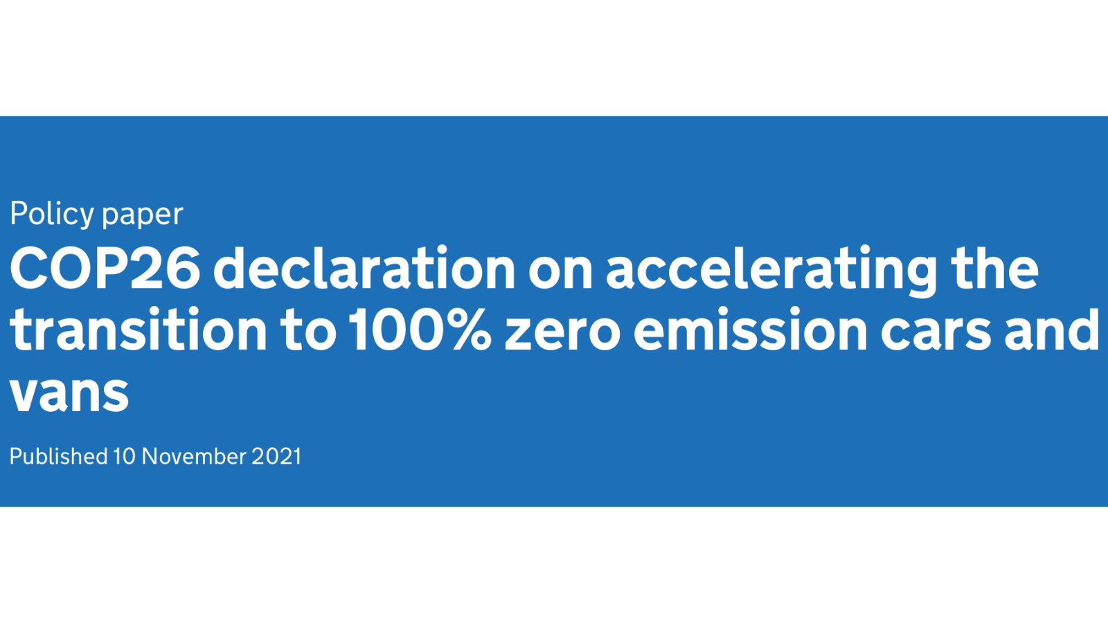 COP26 Declaration on Accelerating the Transition to 100% Zero Emission ...